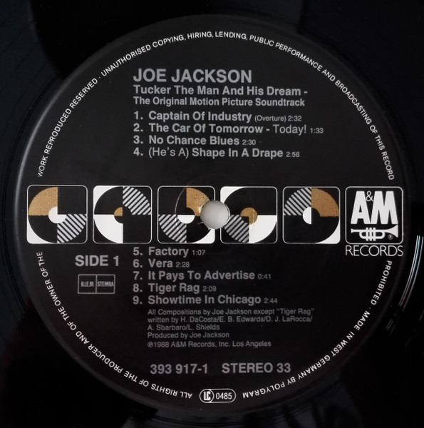 Joe Jackson – Tucker - The Man And His Dream (Original Motion Picture ...